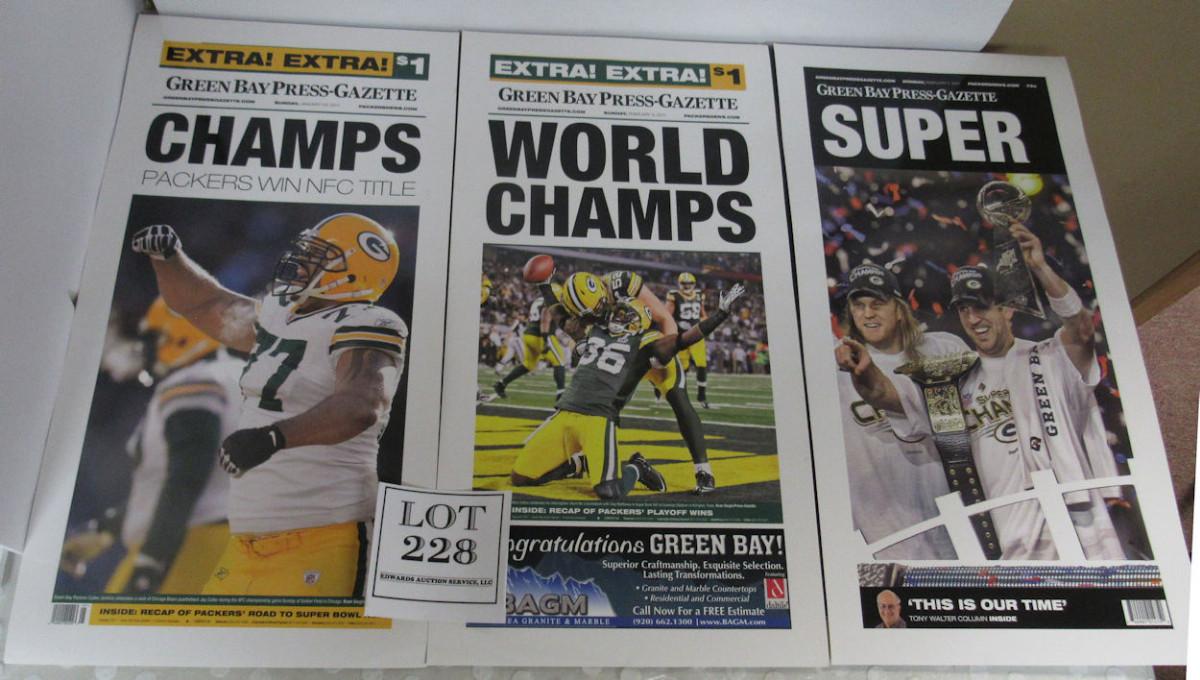 3 Green Bay Packers Laminated Posters, Green Pay Press Gazette Extra ...