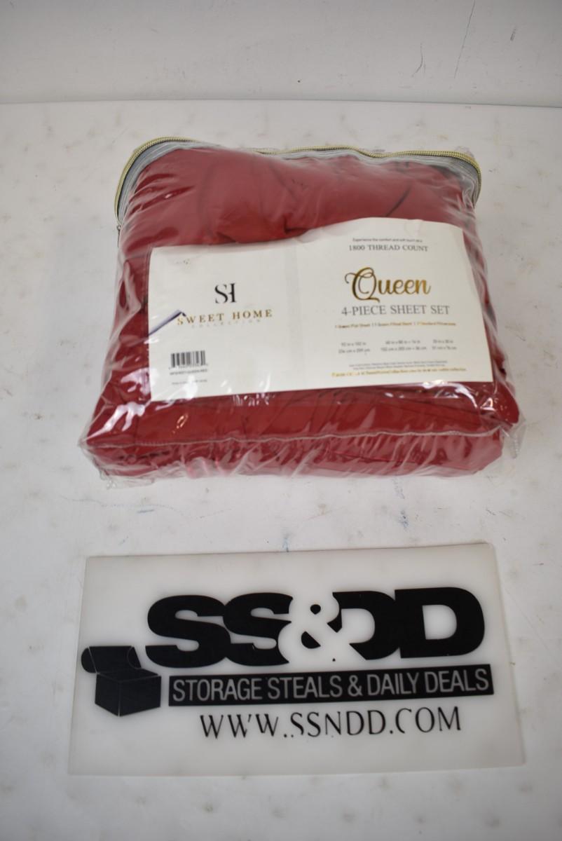 1800 Thread Count 4 Piece Deep Pocket Bedroom Bed Sheet Set Queen Red