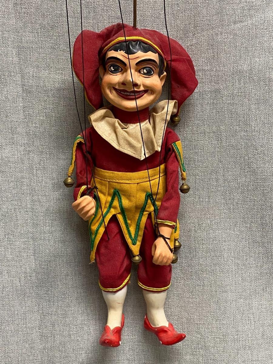 Vintage Court Jester Harlequin Marionette String Puppet | EstateSales.org