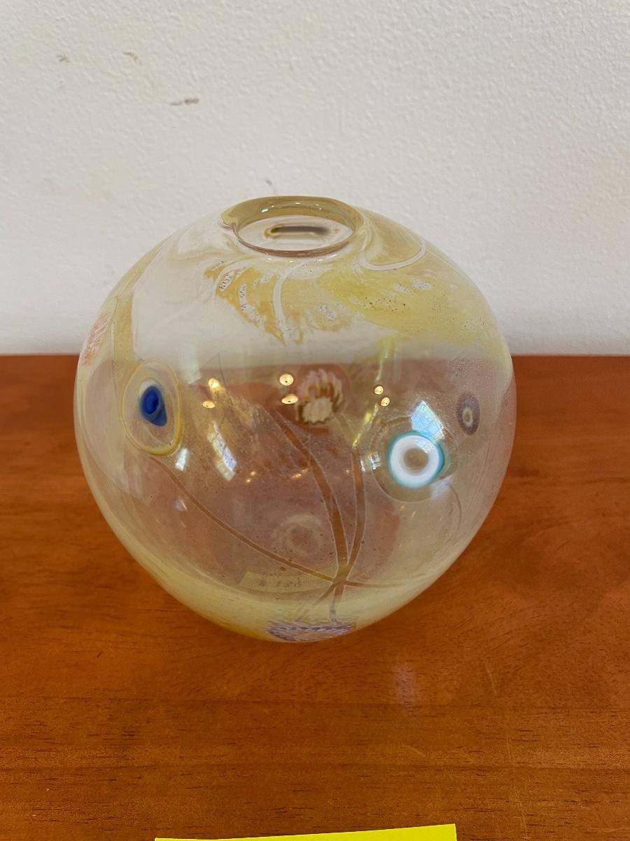 Charlie Keeling Blown Art Glass Vase Green Iridescent Lot Item #134 ...