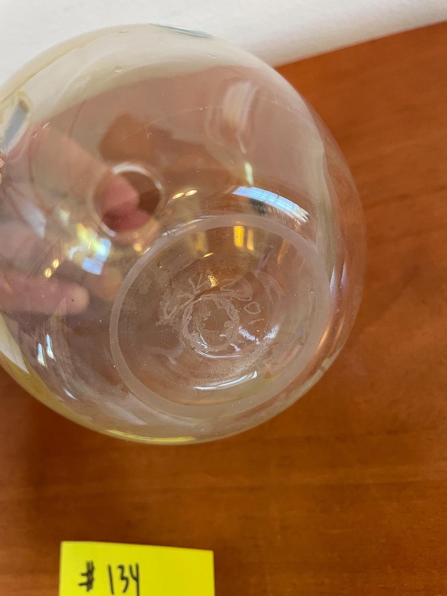 Charlie Keeling Blown Art Glass Vase Green Iridescent Lot Item #134 ...