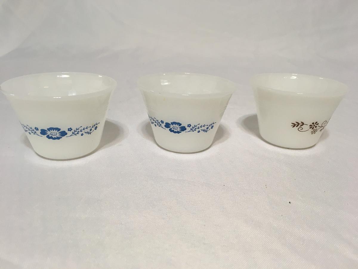 Vintage Termocrisa Dynaware Milk Glass Custard Bowls-Brown -Blue ...
