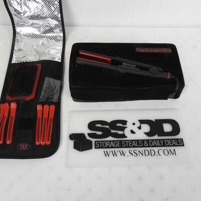 True Ceramic Pro Heat Tools Set & Flat Iron. Black & Red | EstateSales.org