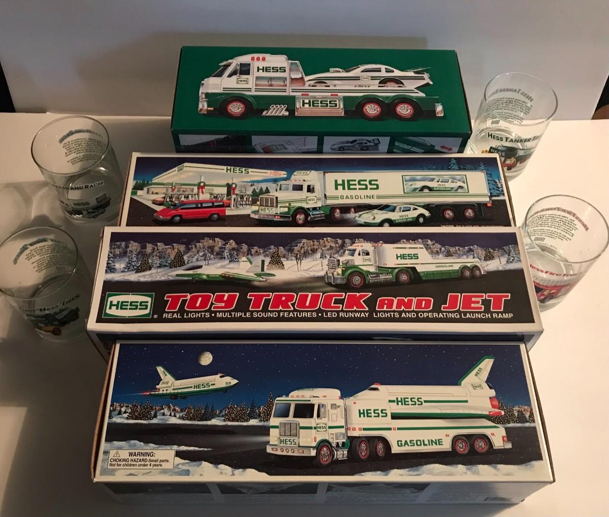 Lot 154: Hess Collectibles Lot - Trucks & Commemorative Glasses ...