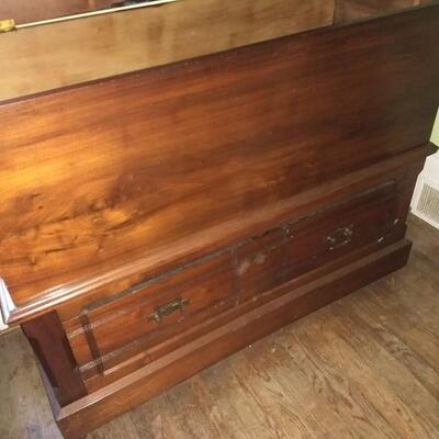 Antique Wide Slab Blanket Chest on Hand Crafted Base with Drawer ...