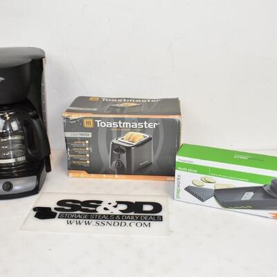 3 pc Kitchen: Mr. Coffee Pot, Toastmaster Toaster, Prepworks Multi ...