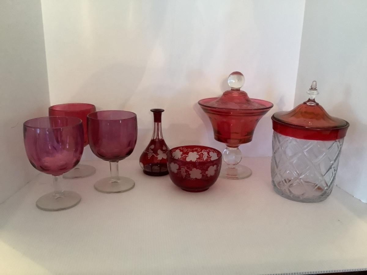 D632 Mixed Ruby Flash Glass and Bohemian Glass | EstateSales.org