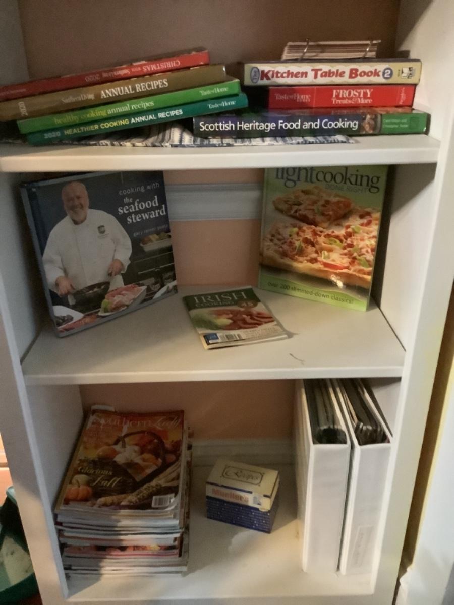 K703 Three Shelves of Cookbooks/ Magazines | EstateSales.org