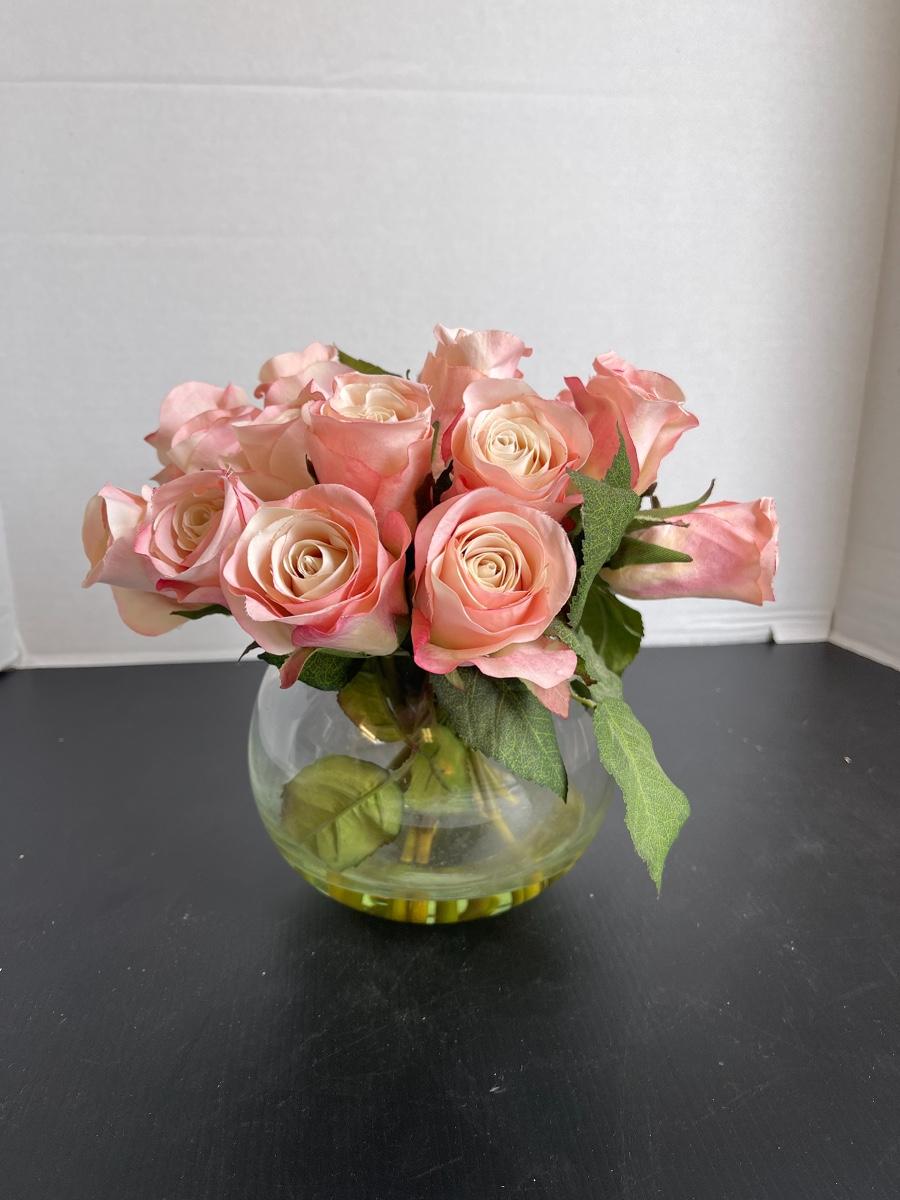 E-445 Silk Pink Roses Arrangement | EstateSales.org