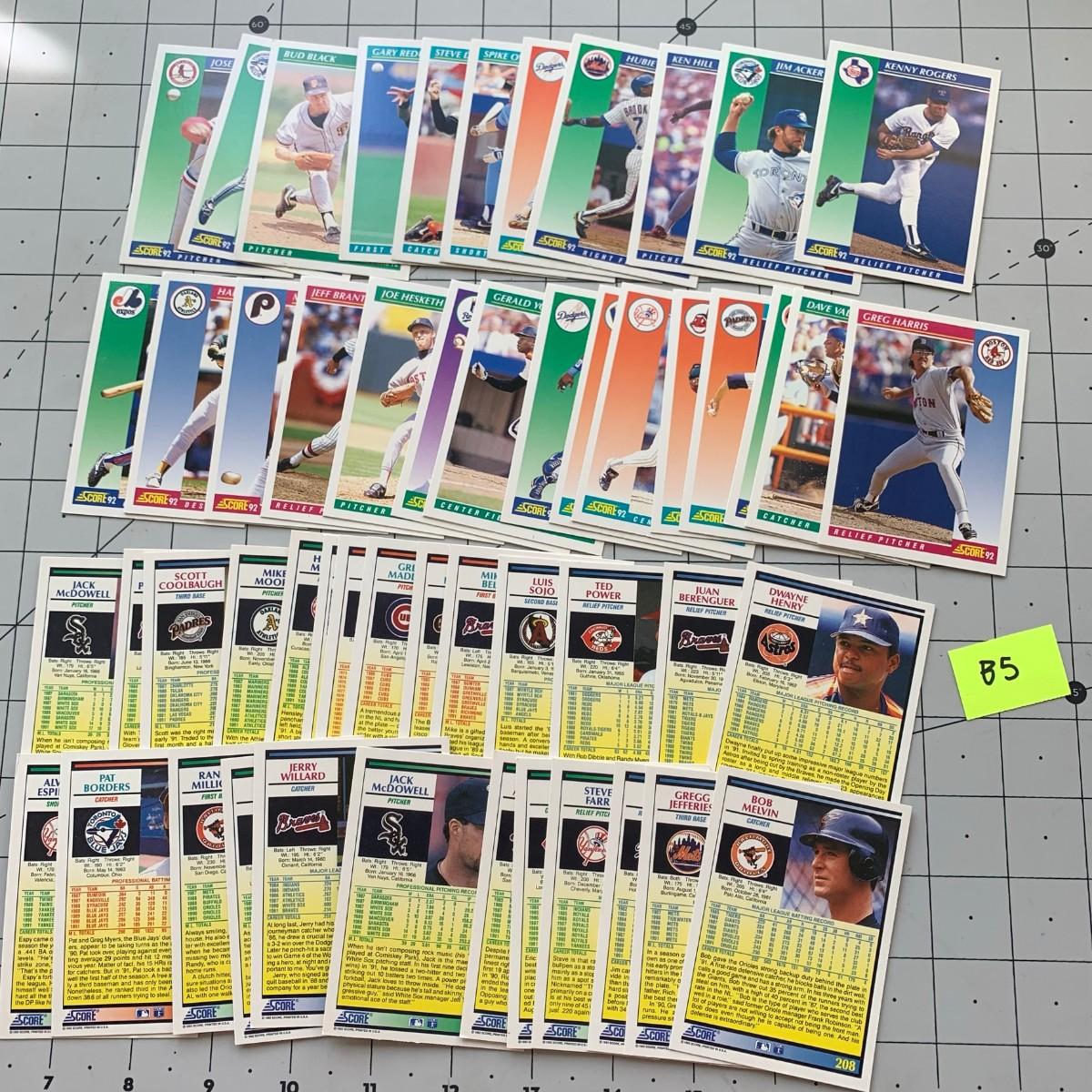 #69 Score '92 Baseball Card Selection Lot B5 | EstateSales.org