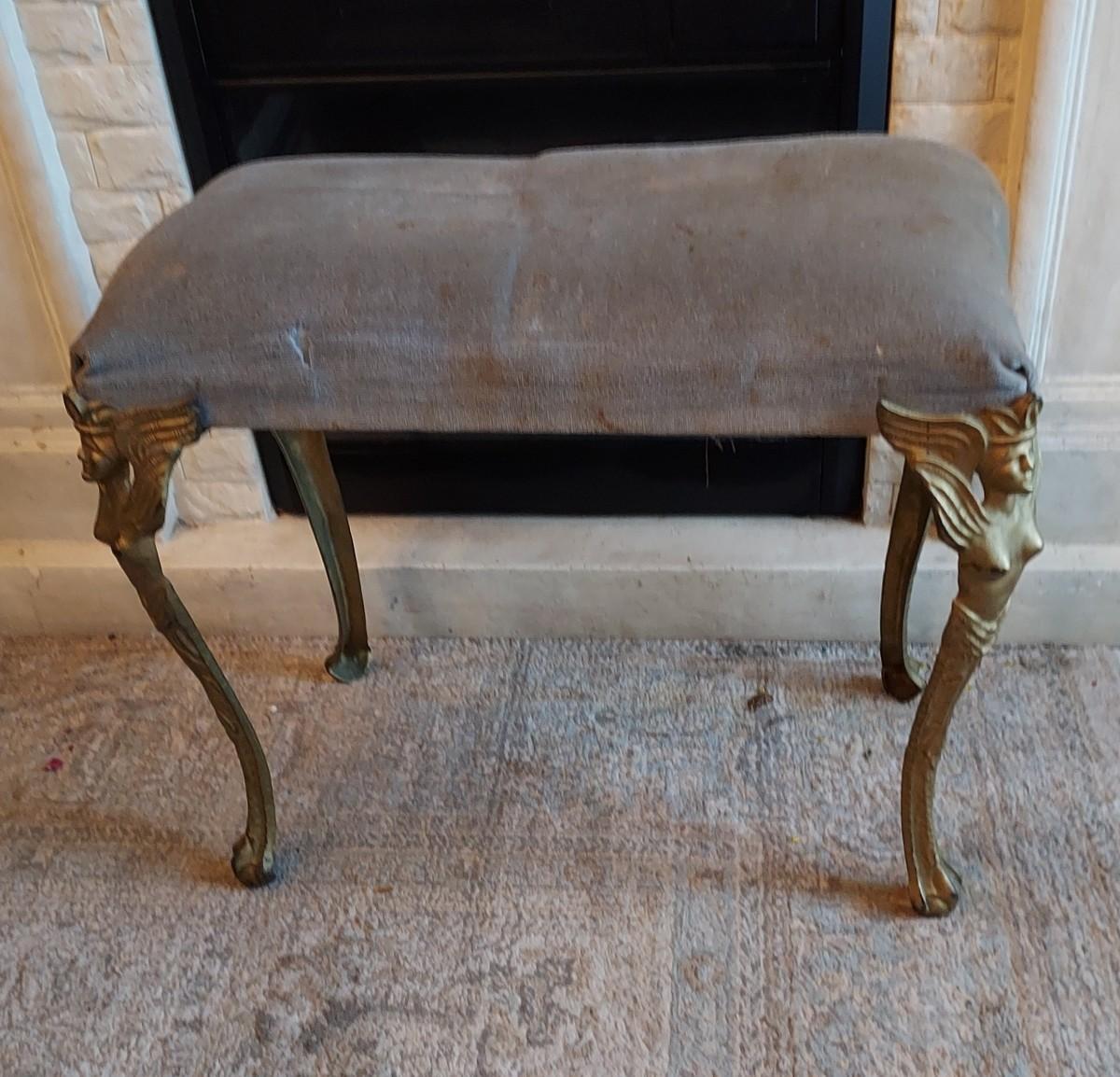 Antique vanity bench cast iron legs | EstateSales.org
