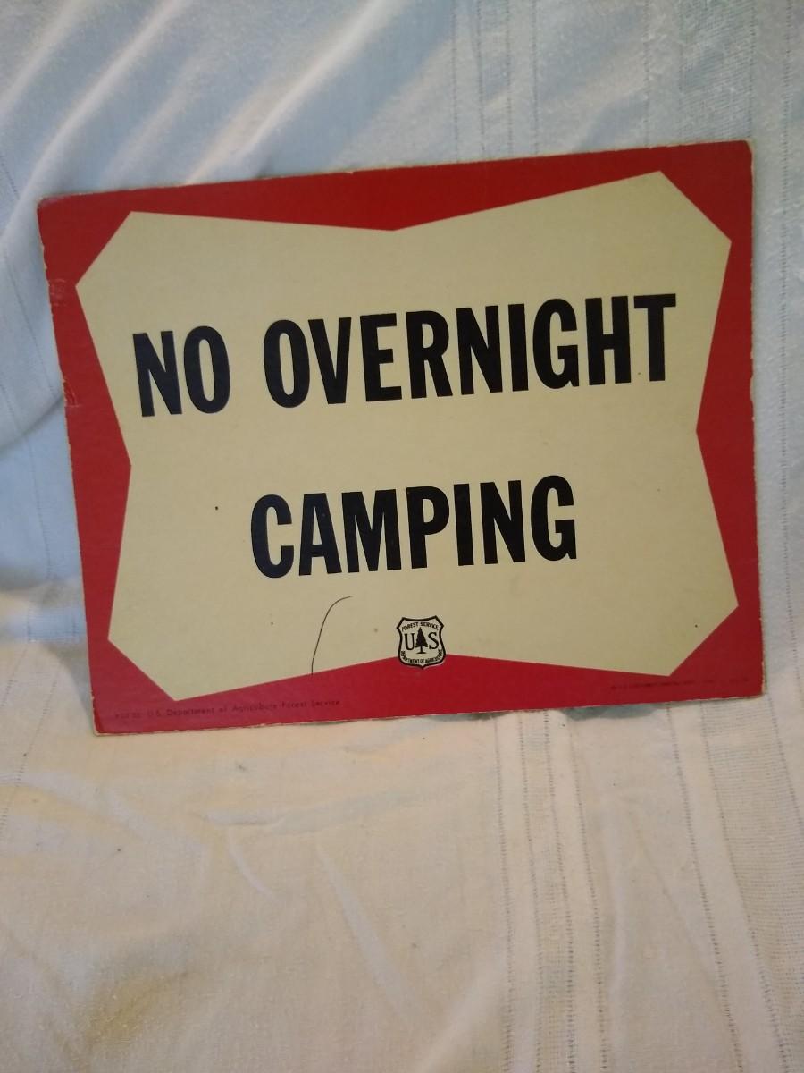 Forest Service Seal No Overnight Camping Vintage Cardboard Sign ...