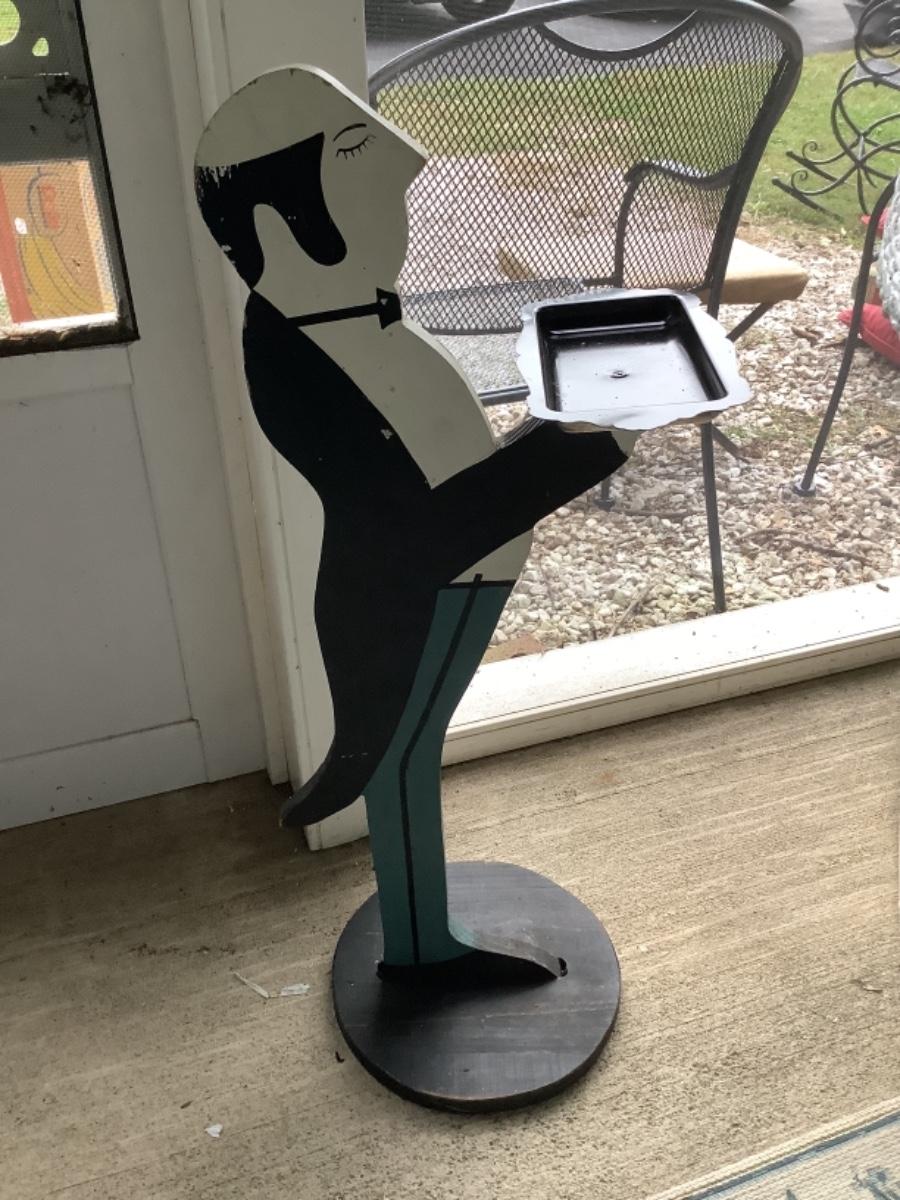 O921 Painted Wooden Butler with Metal black tray | EstateSales.org