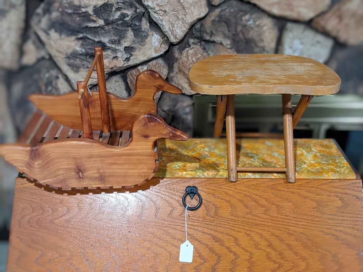 Cute Magazine Rack and Folding seat | EstateSales.org