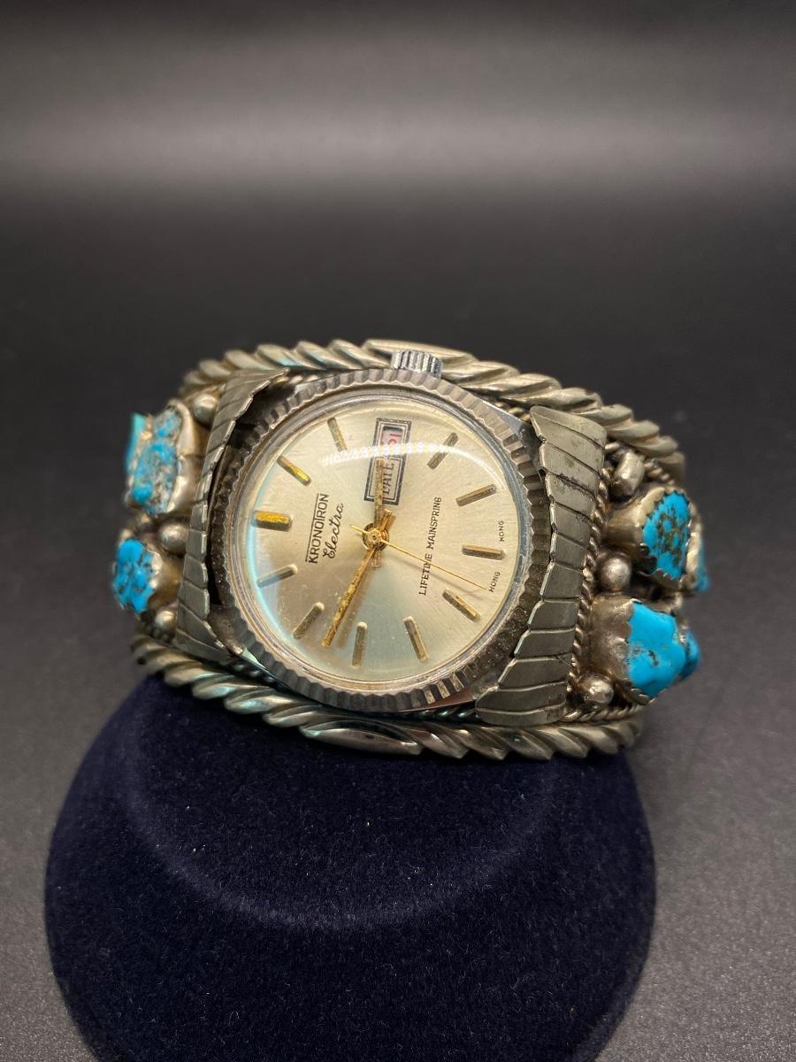 Men's Vintage Southwestern Old Pawn Rough Turquoise Silver Cuff ...