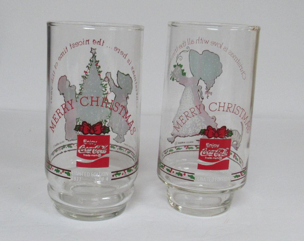 4 Coca Cola Limited Edition Holly Hobbie Glass Tumblers Christmas