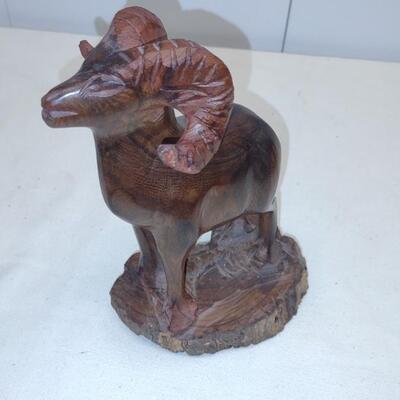 LOT 200 HAND-CARVED WOODEN RAM | EstateSales.org