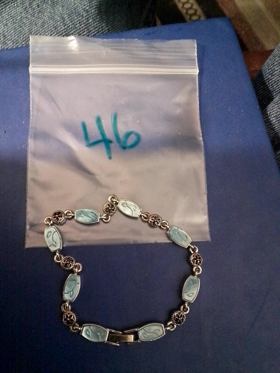 Beautiful Tealish blue &Silver Ladies Bracelet | EstateSales.org