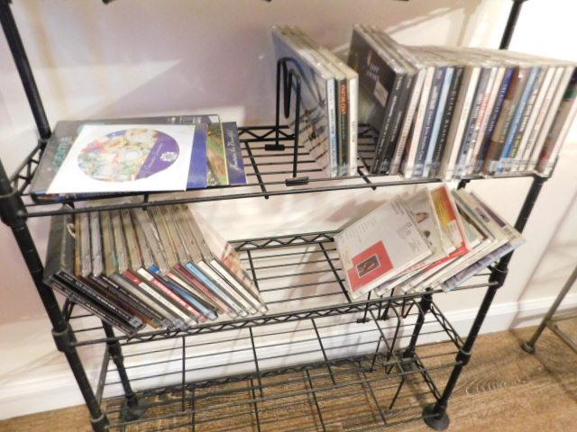 CD Collection with Metal Wire Media Rack Included | EstateSales.org