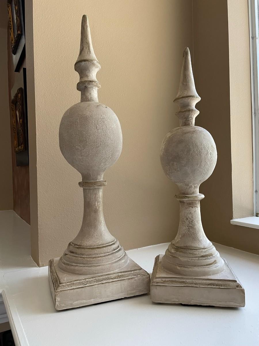 Lot 4 Pair of Large Finials. Tallest 25" | EstateSales.org