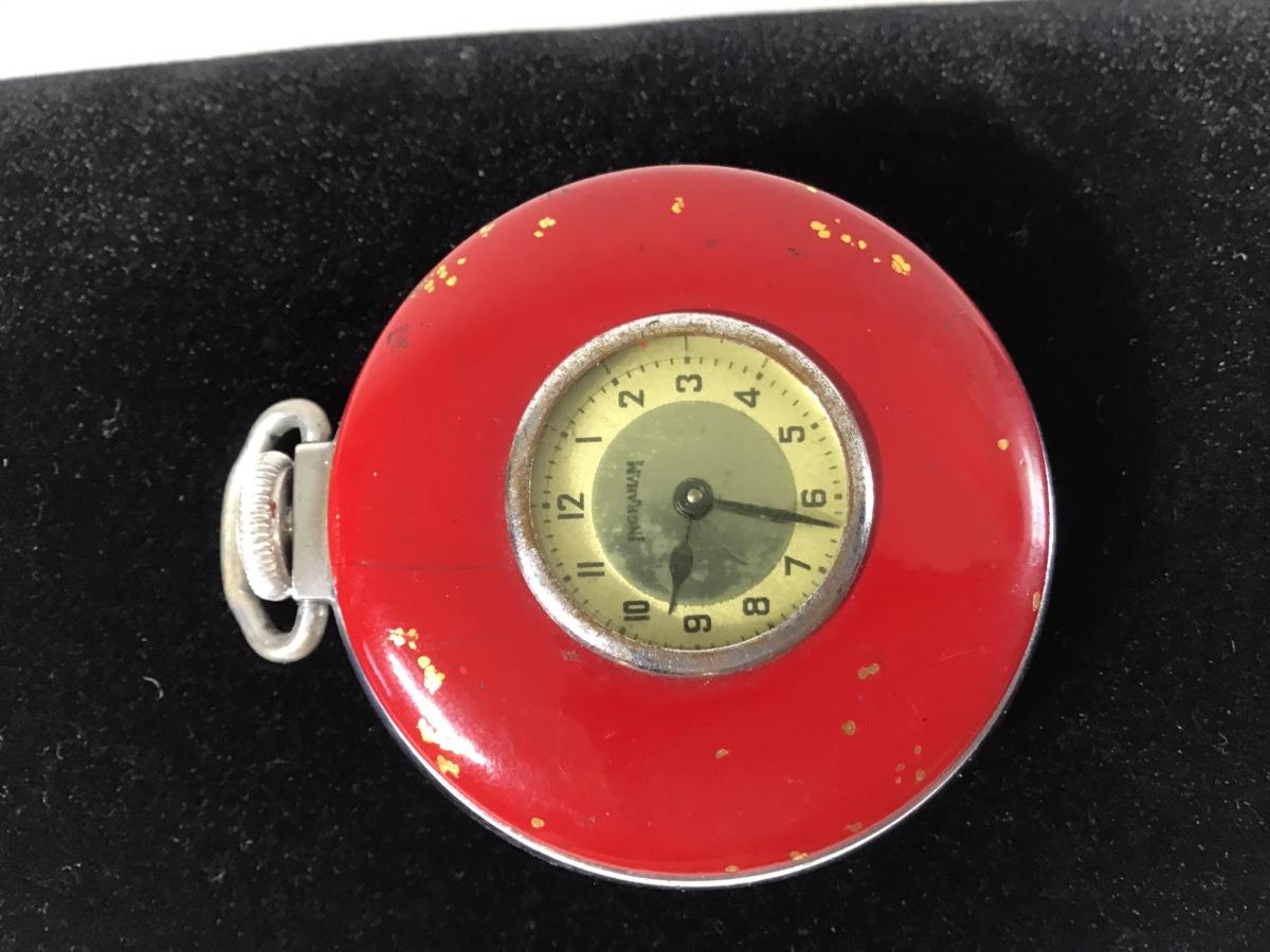 Vintage..E Ingraham red enamel pocket watch working | EstateSales.org
