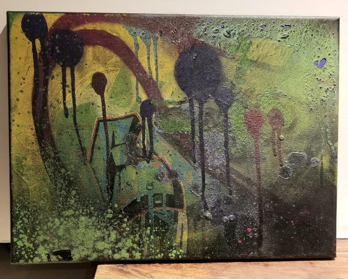 Small intense mid-century abstract painting | EstateSales.org