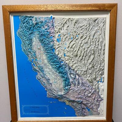 Vintage 1961 Plastic Topographical Map of California Kistler Graphics ...