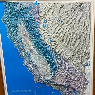 Vintage 1961 Plastic Topographical Map of California Kistler Graphics ...