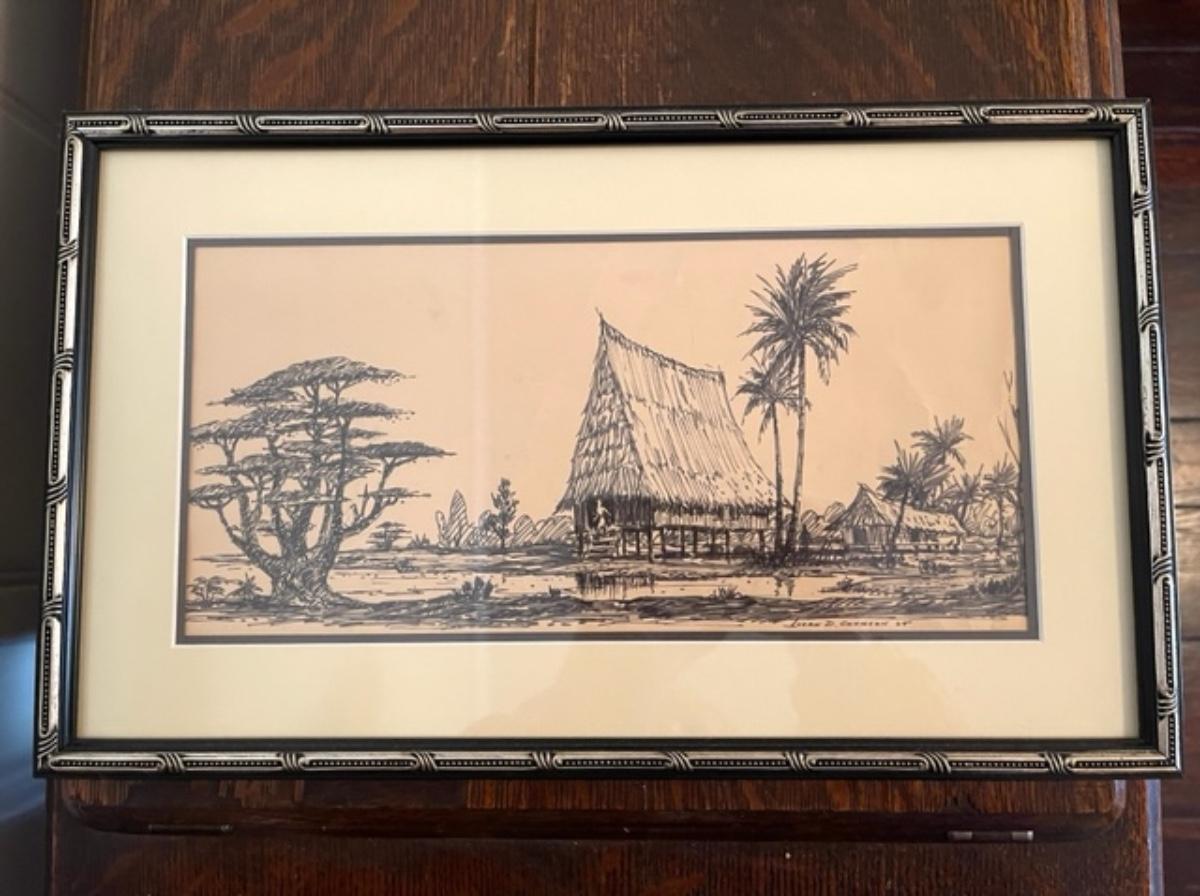 Lot 47 Polynesian Picture Framed Pen & Ink Signed Logan Cookson 1965 ...