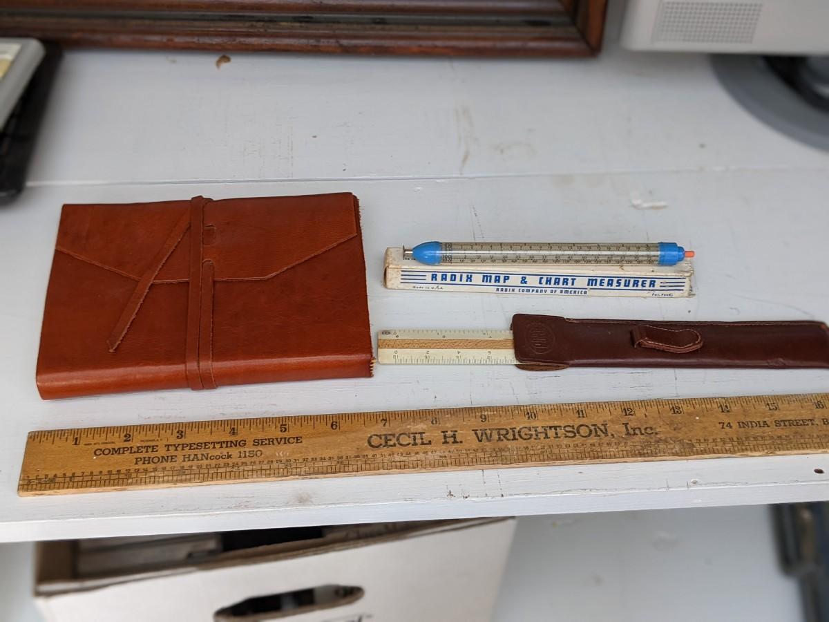 Vintage Journal, Map Measurer, Pocket Ruler Leather Case | EstateSales.org