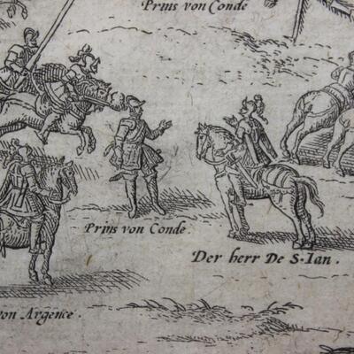 Antique Framed Book Page on the Battle of Jarnac | EstateSales.org