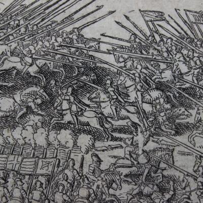 Antique Framed Book Page on the Battle of Jarnac | EstateSales.org