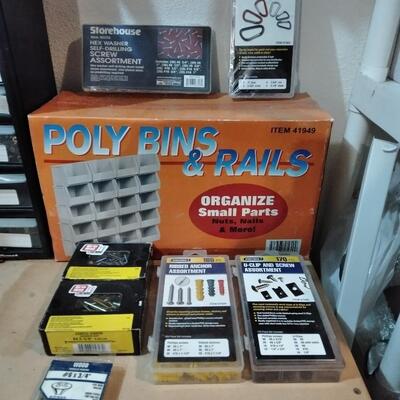 LOT 81 POLY BINS & RAILS WITH HARDWARE | EstateSales.org