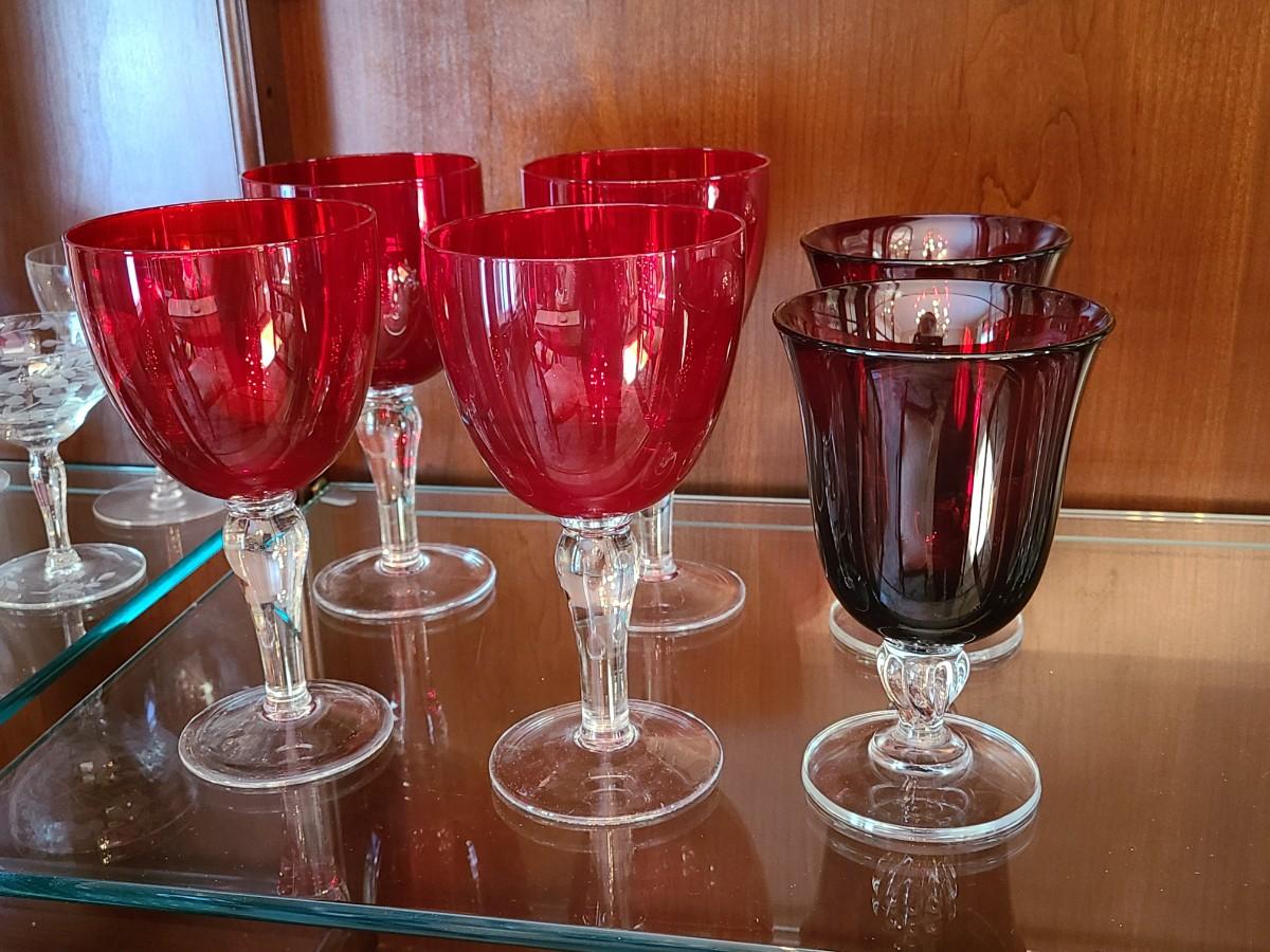 Lot 249: Red Stemware Glasses | EstateSales.org