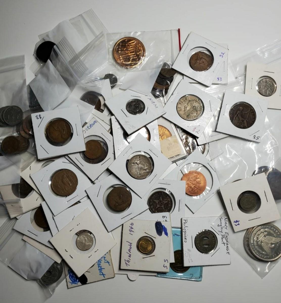 Estate Collection of 100 Foreign Coins Various Countries | EstateSales.org