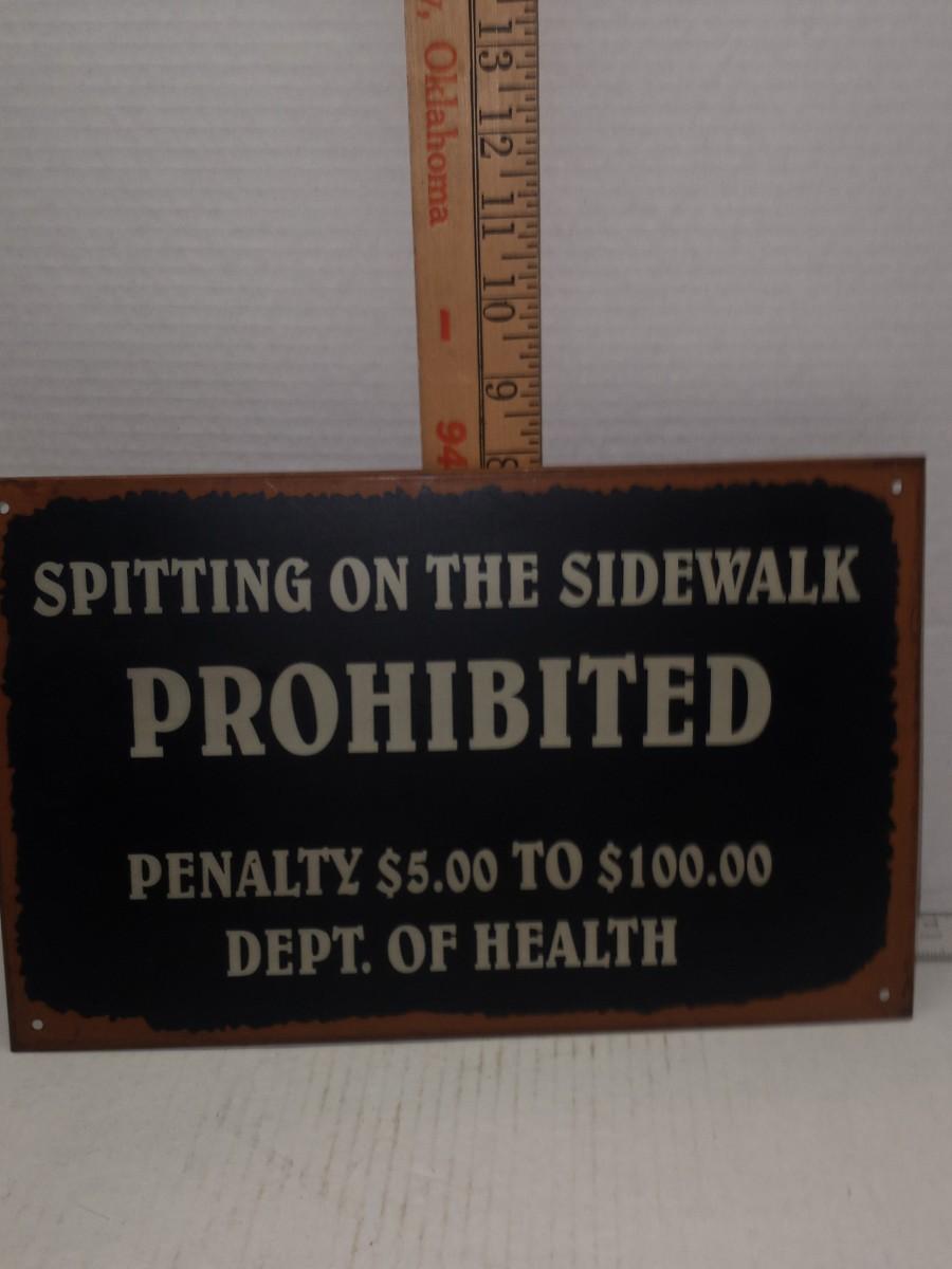 Metal Wall Sign Spitting On The Sidewalk Prohibited Tin Dept of Health ...