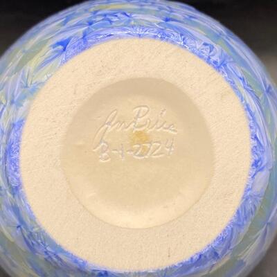 Vintage Blue Gold Crystalline Pottery Vase Artist Jon Price Signed ...