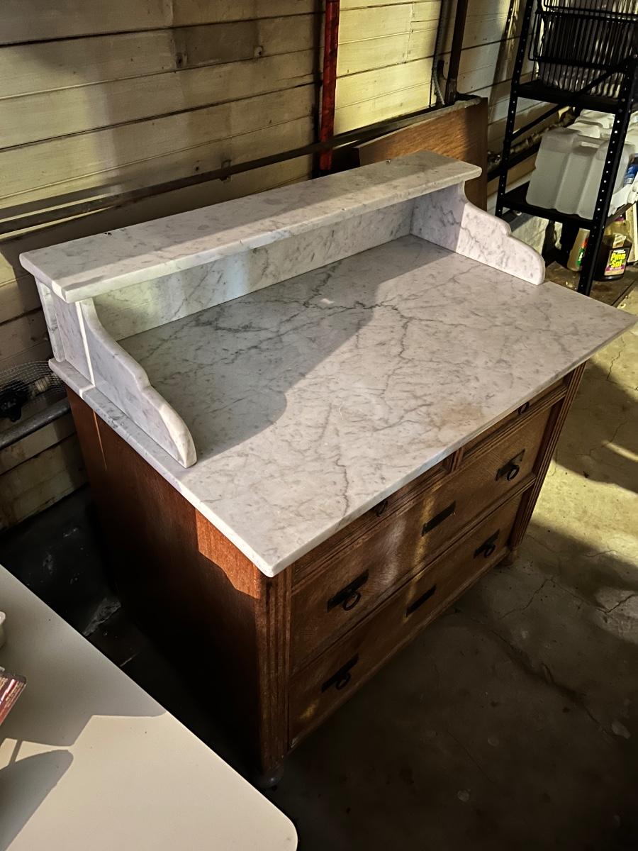 Antique marble top dresser | EstateSales.org