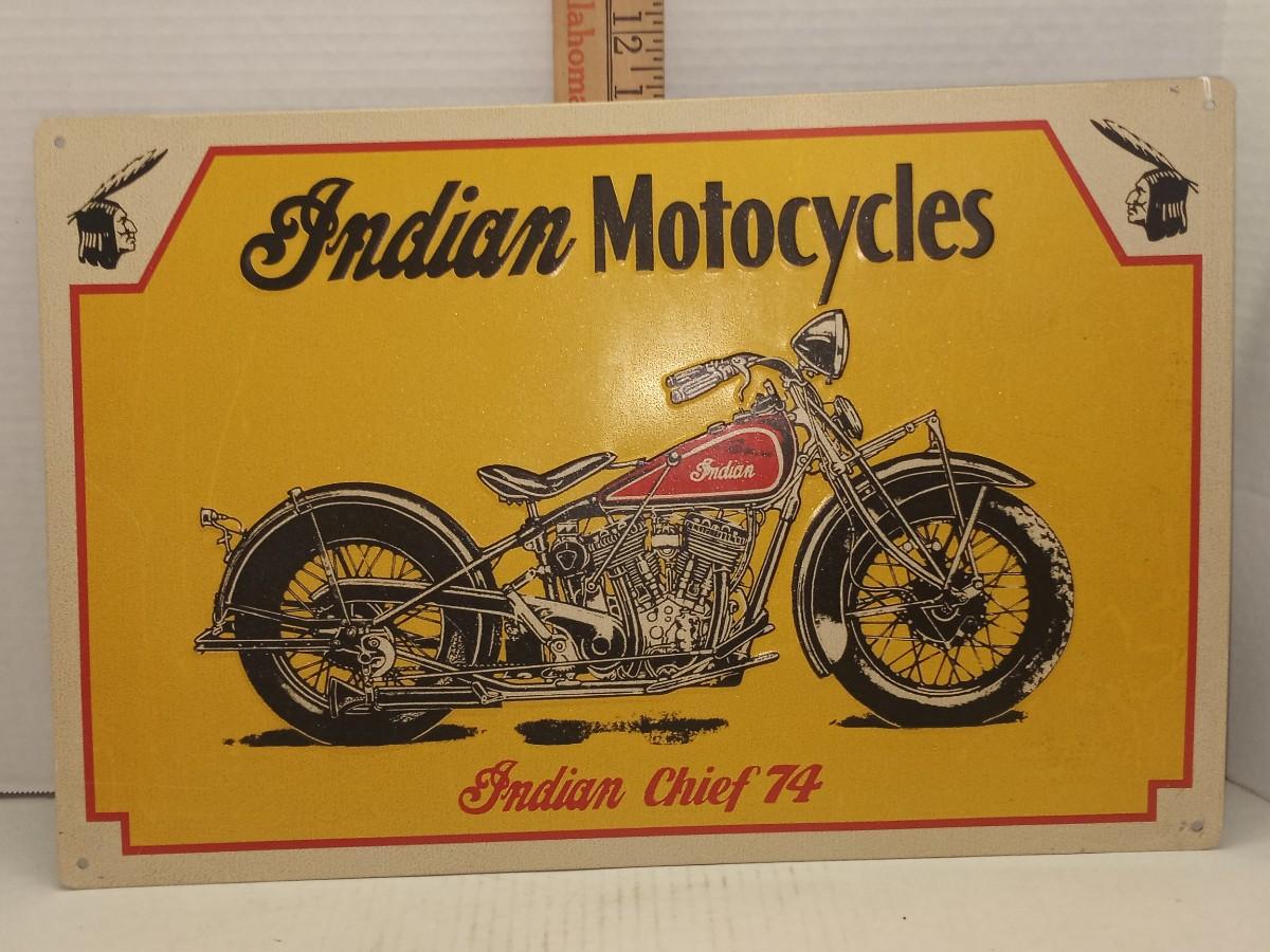 Indian Motorcycles Indian Chief '74 Metal Sign 17x11 | EstateSales.org