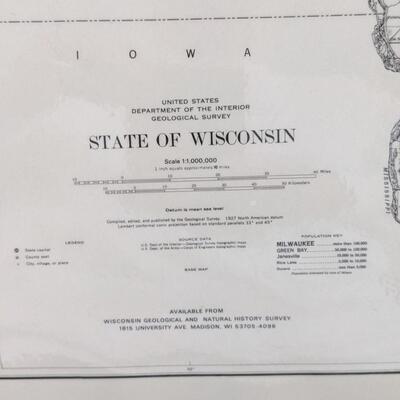 Nicely Laminated Wisconsin Map | EstateSales.org