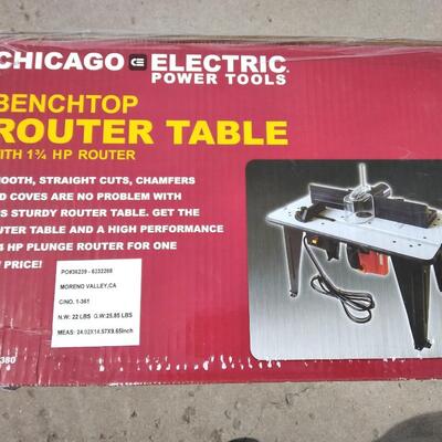 LOT 24 NEW CHICAGO ELECTRIC BENCHTOP ROUTER TABLE W ROUTER ...