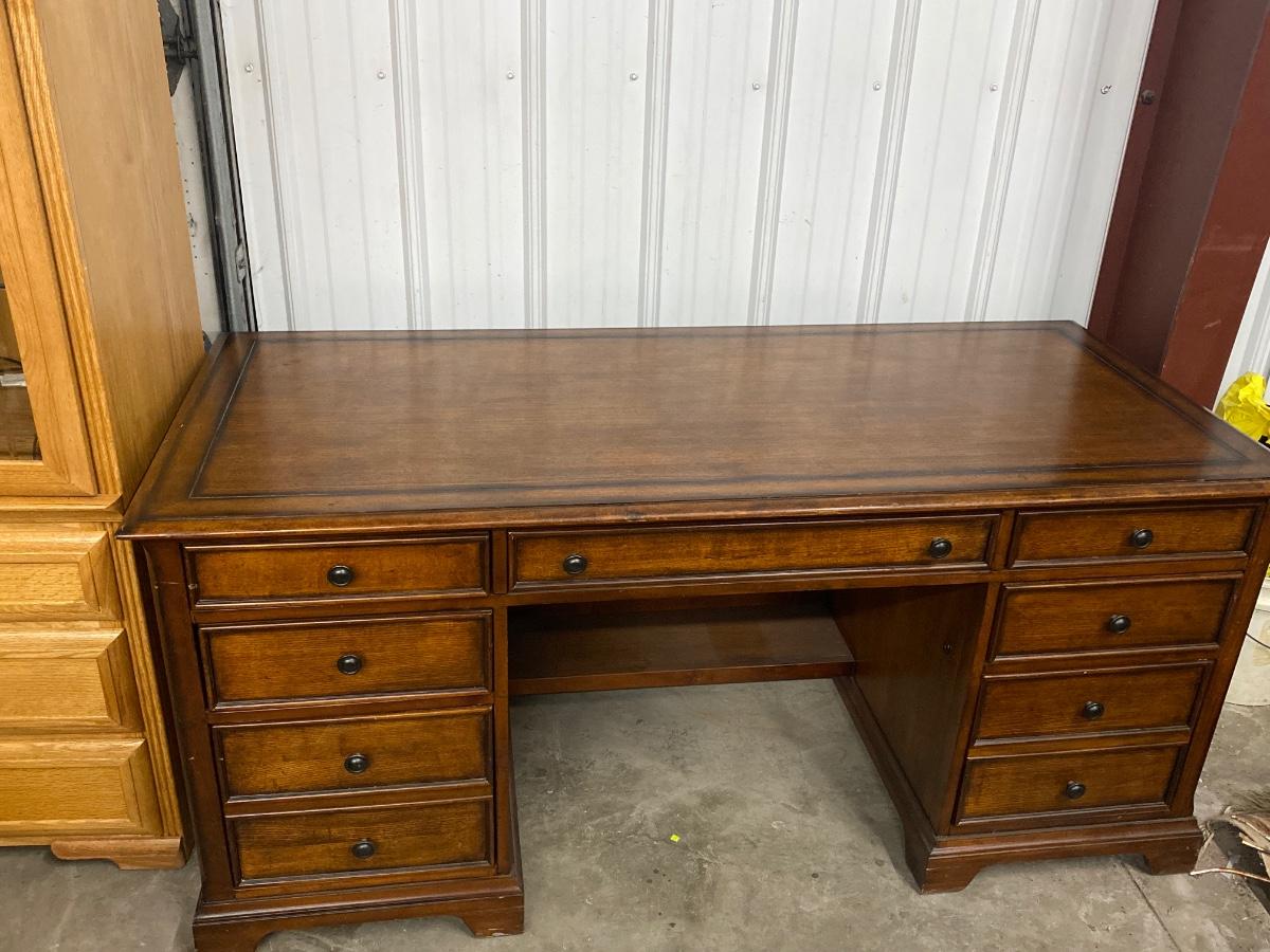 D82 wood desk 30” deep, 66” wide, 30” tall | EstateSales.org