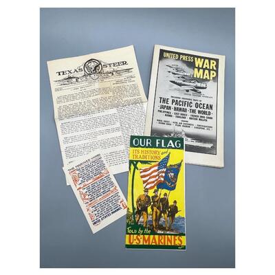 Lot of Vintage World War II Memorabilia United Press War Map, Marines ...