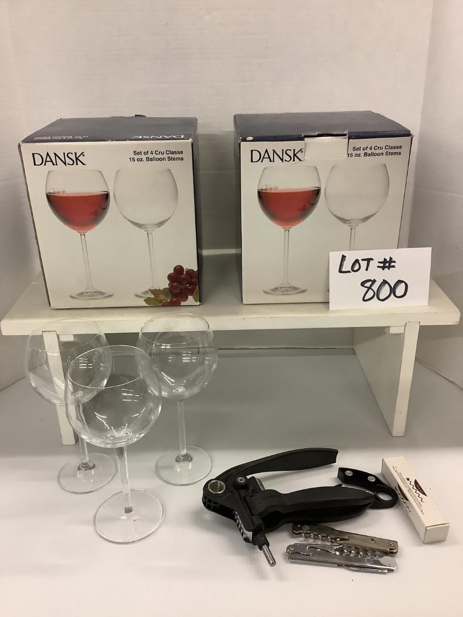 800 Lot of 11 DANSK Red Wine Glass Set with Wine Cork | EstateSales.org