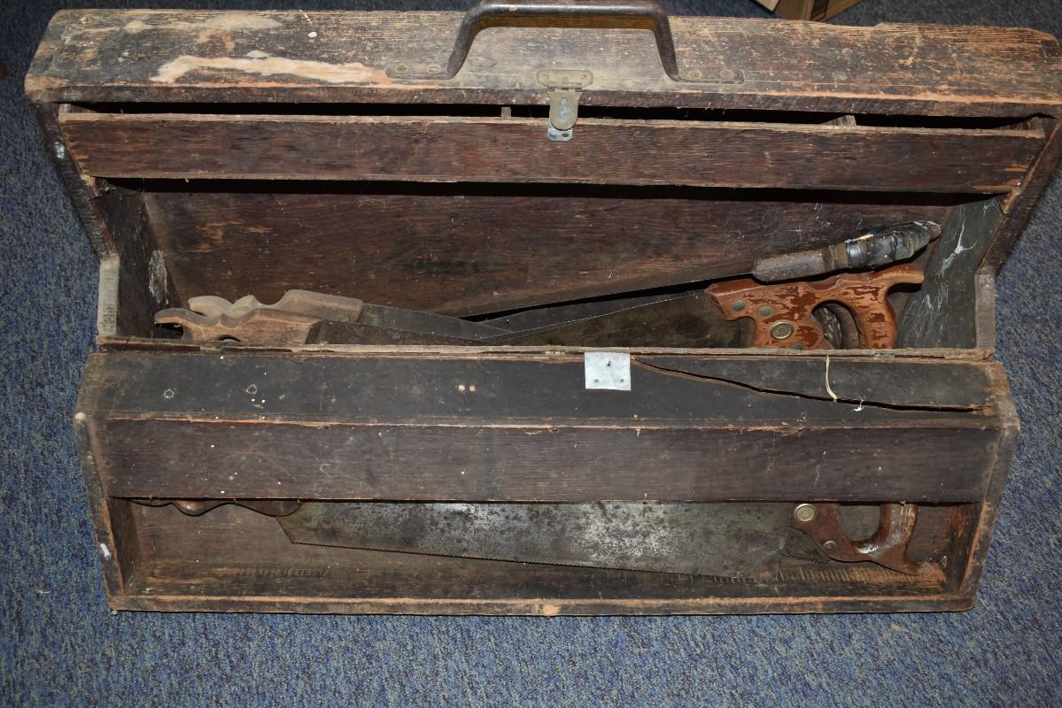 Wooden Box of Hand Saws | EstateSales.org