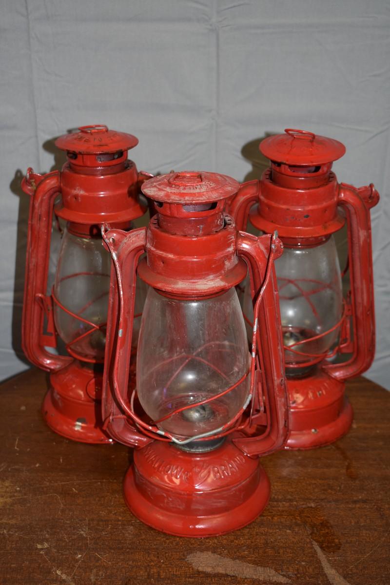 3 Red gas lanterns | EstateSales.org