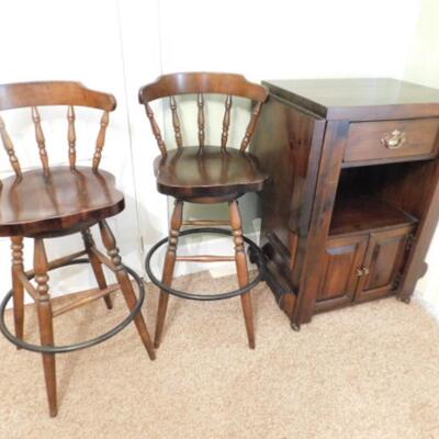 Vintage Virginia House Solid Wood Expandable Bar with Two Swivel Seat ...
