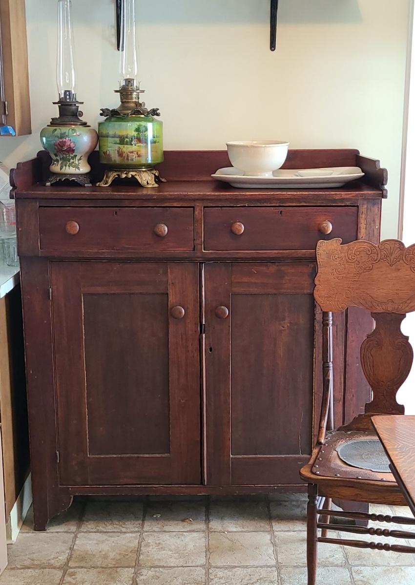 LOT 158: Tall Primitive Sideboard /Jam Cupboard | EstateSales.org