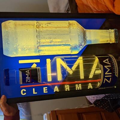 Rare Vintage, Working Zima Sign with 2 Bottles | EstateSales.org