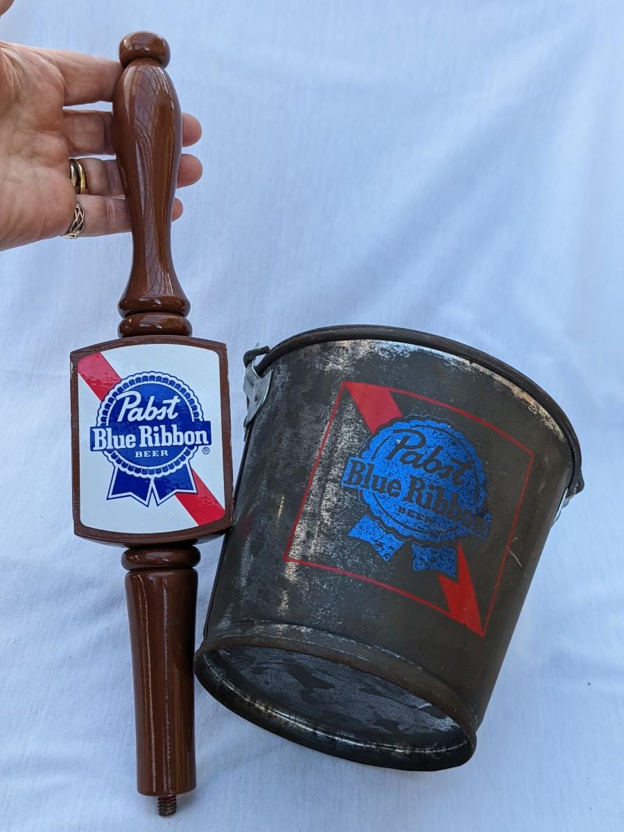 Vintage PABST BLUE RIBBON Galvanized Ice Bucket and Beer Handle ...